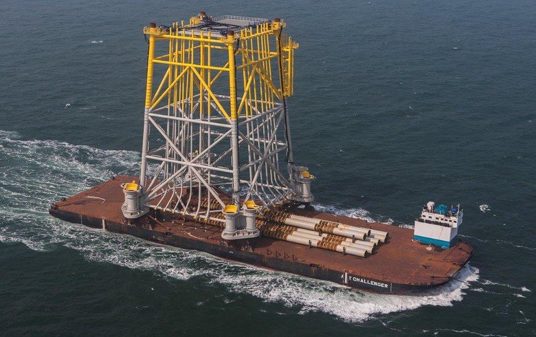Jacket for Hohe See substation en route to German North Sea